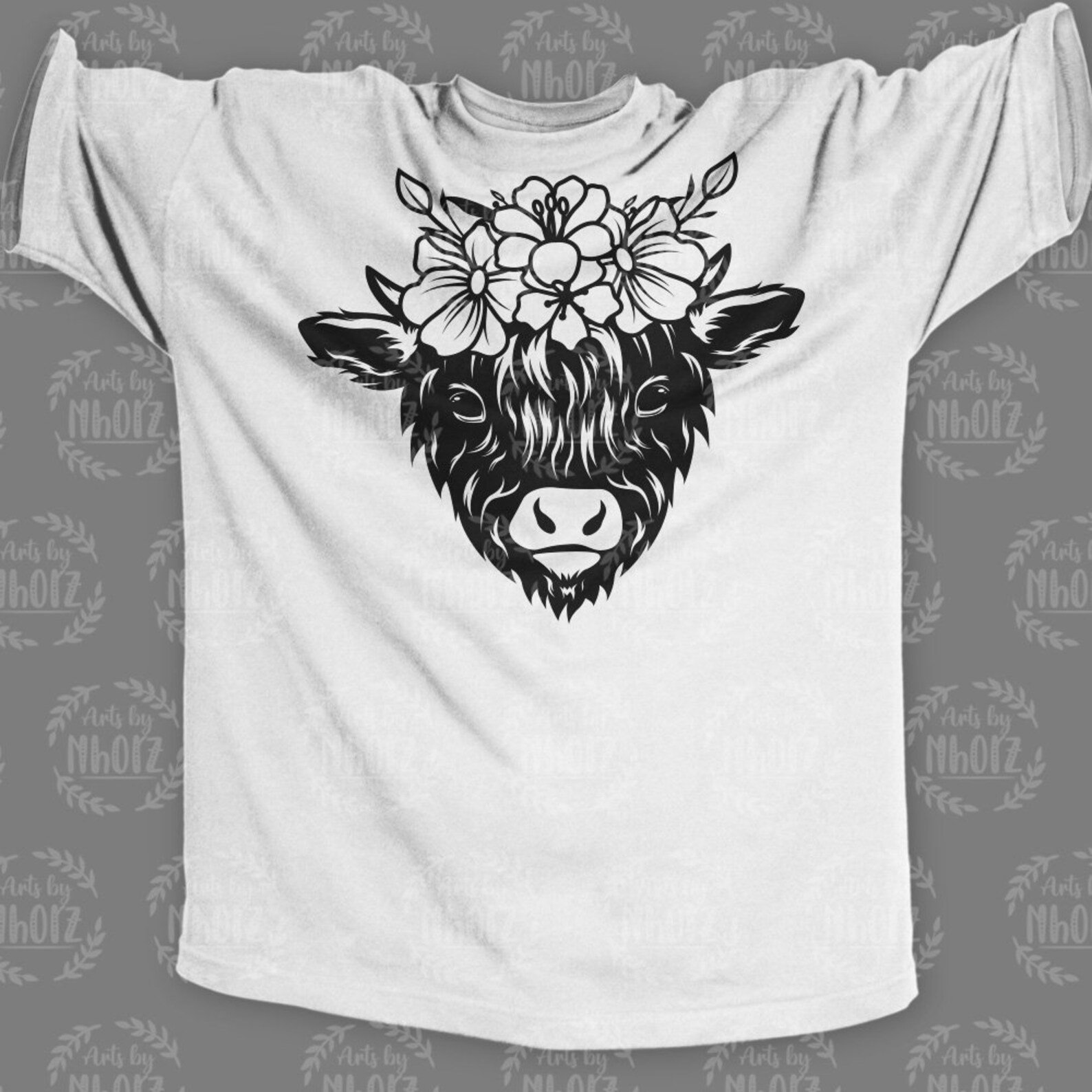 Cute Baby Highland Cow Svg Floral Animal Clipart Flower Cow - Etsy