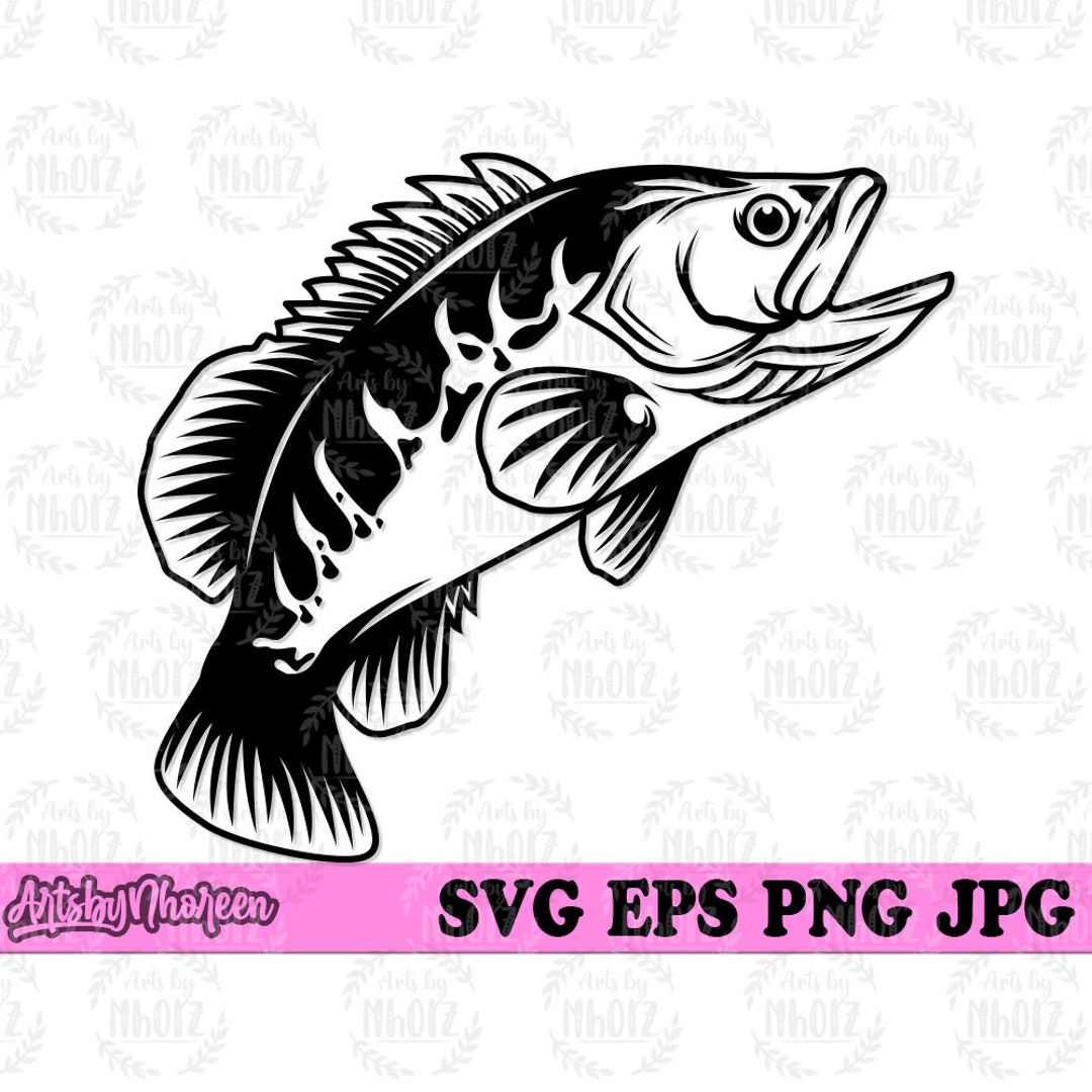 Grouper Fish Svg, Salt Water Fishing Clipart, Sea Angling Cut File ...