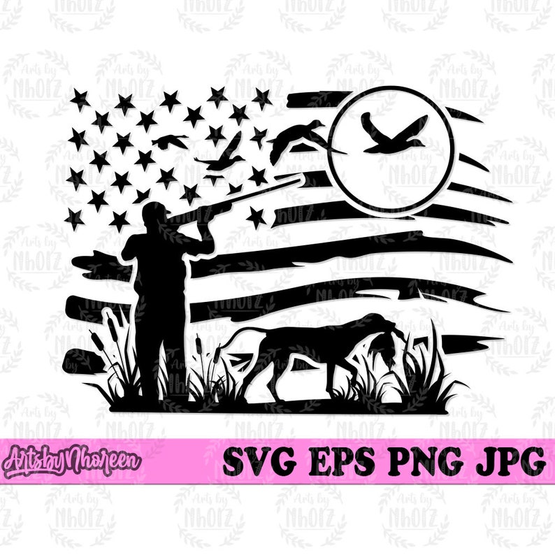 US Duck Hunting Svg Goose Hunter Clipart Lake View Stencil - Etsy