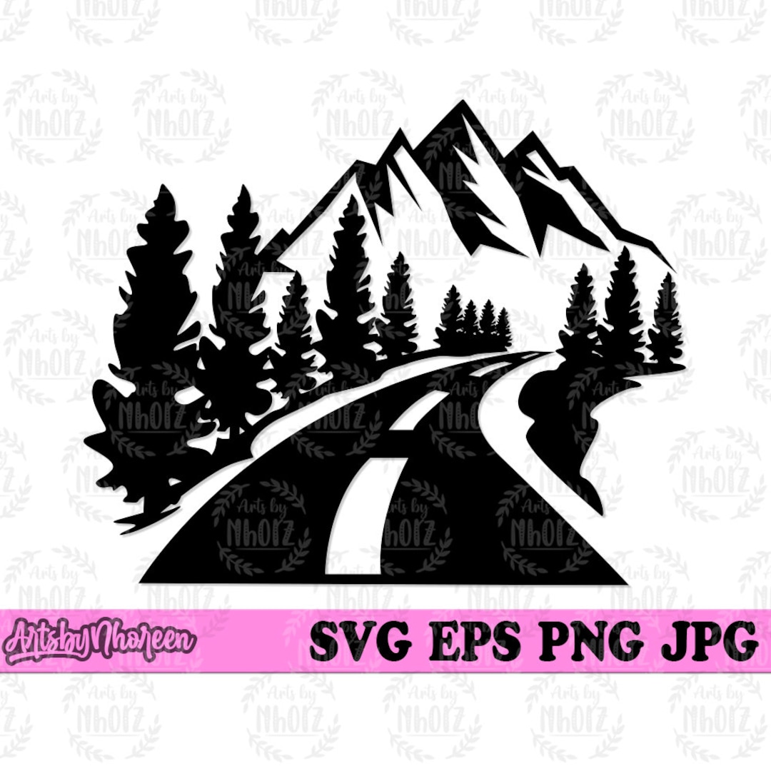 Highway Mountain Scene Svg, Highway Svg, Outdoor Svg, Camping Scene Svg ...