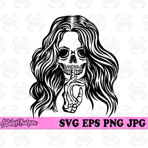 Girl Skull in Silence Svg Hush Sugar Skull Clipart Catrina | Etsy