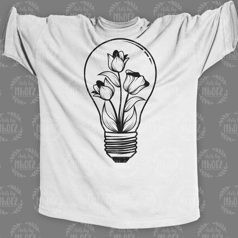 Floral Lightbulb Svg Flower Bulb Cut File Light Plant - Etsy