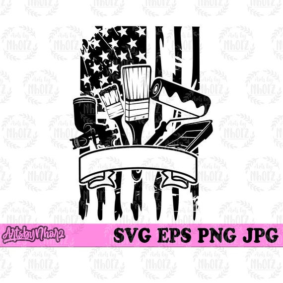 US Painter Tools Svg US Painter Svg US Paint Contractor Logo | Etsy