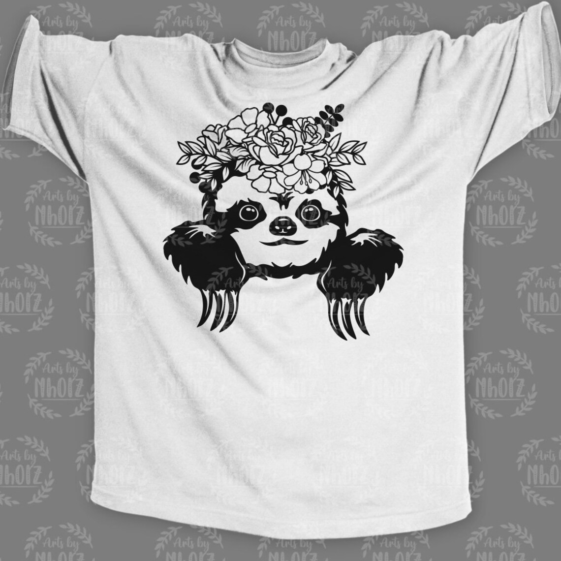 Cute Floral Sloth Svg Flower Animal Clipart Wild One Party | Etsy