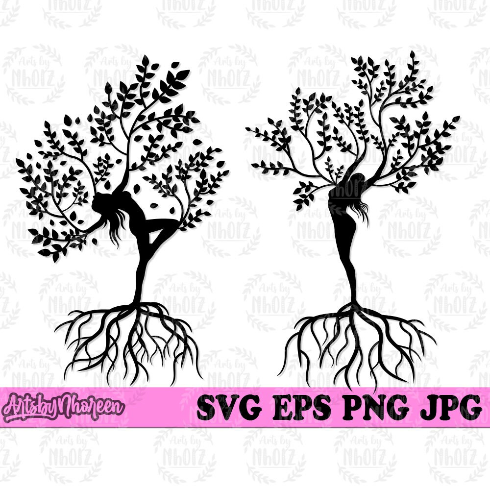 Tree Woman Svg, Wall Art Clipart, Woman Dancing Stencil, Plant Abstract ...