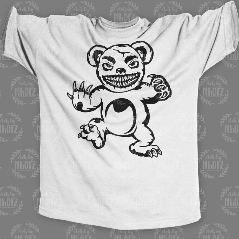 Scary Teddy Svg Spooky Teddy Bear Clipart Creepy Grizzly - Etsy