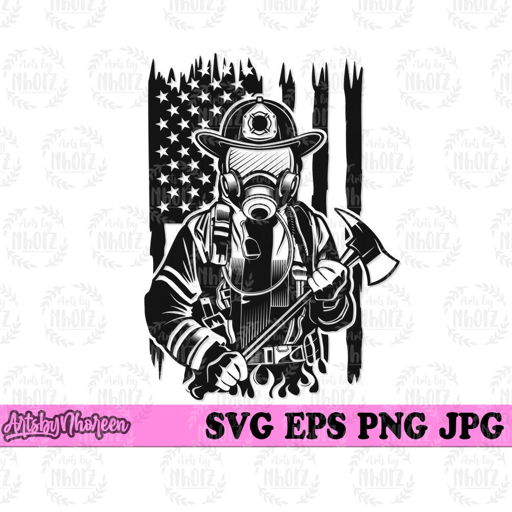 US Fire Fighter Svg Fireman Gear Clipart Fire Depot Tools | Etsy