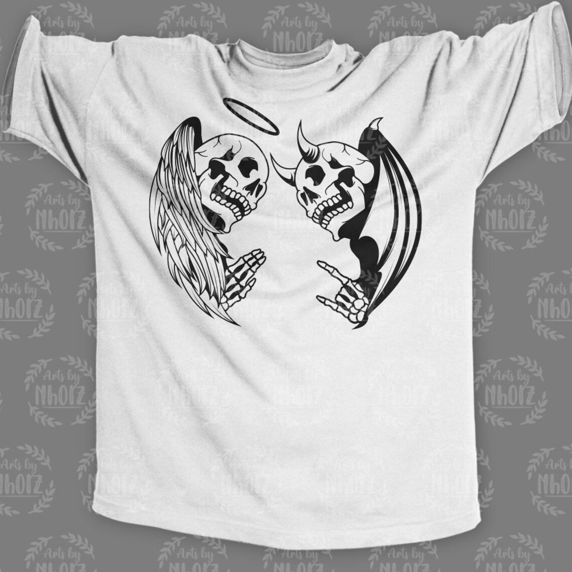 Angel Devil Skull Svg Good and Bad Clipart Saint and Demon - Etsy