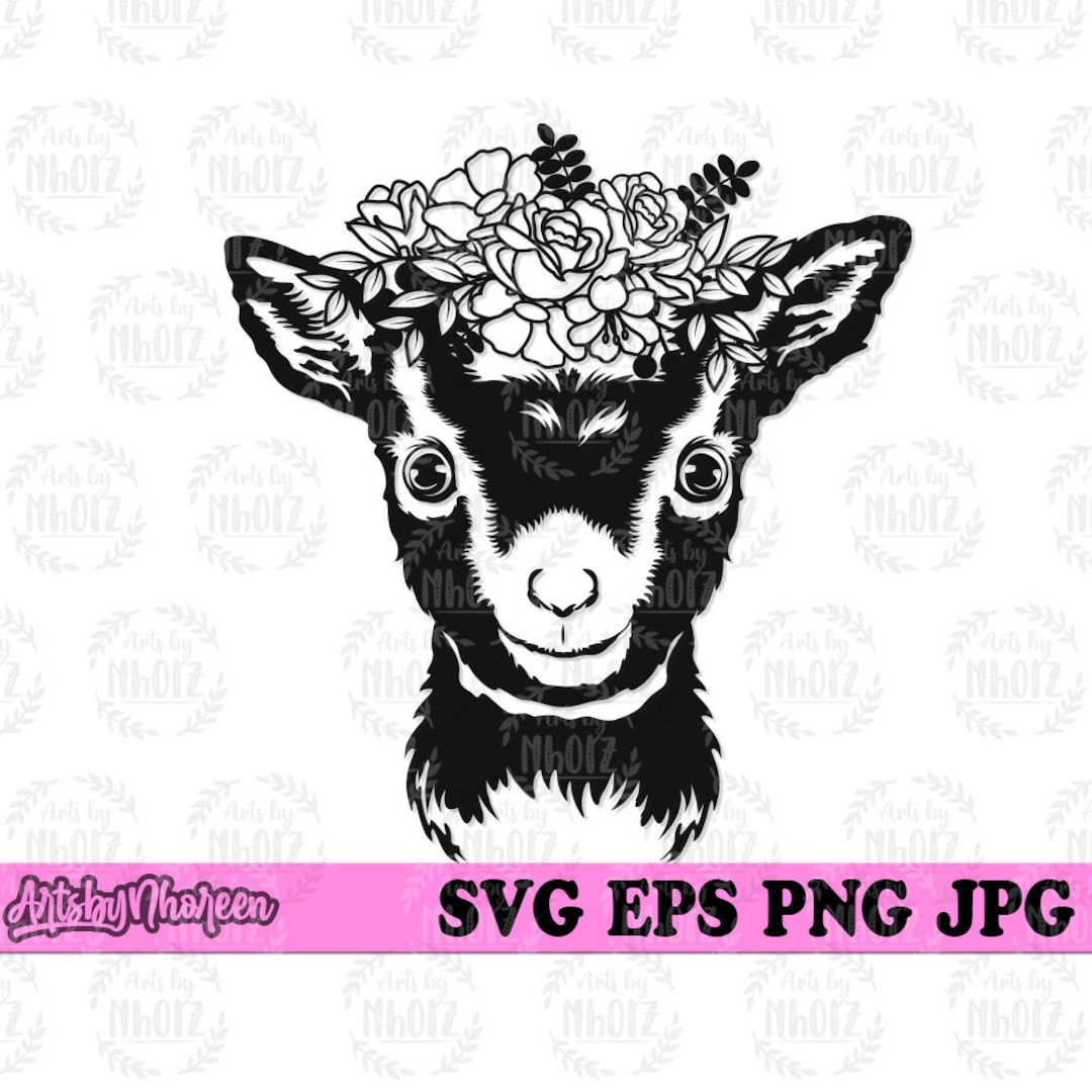 Cute Floral Baby Goat Svg, Lovely Billy Clipart, Kid Bucks Cut File ...