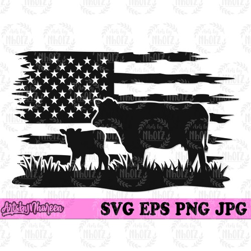 US Cow and Calf Svg Cow Farm Owner Monogram Farm Life Cut - Etsy