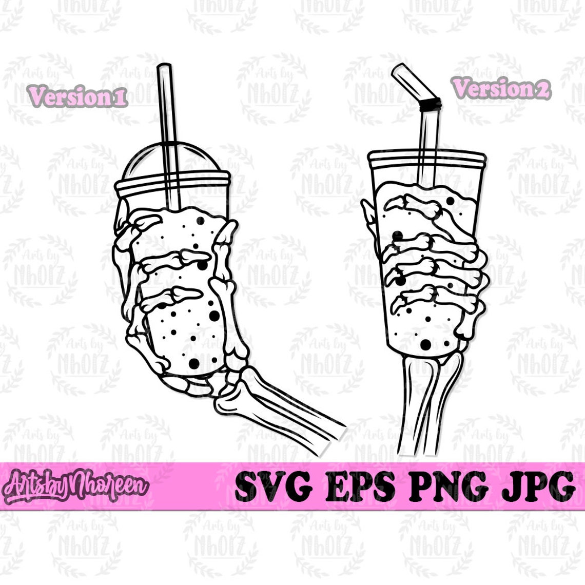 Skeleton Hand With Iced Coffee Svg Halloween Drinks Dxf - Etsy