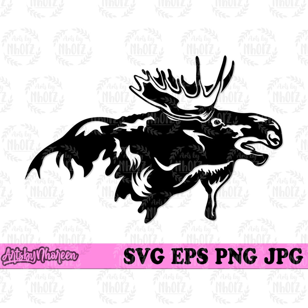 Moose SVG, Wild Animal Clipart, Outdoor Scene Png, Camp Life Stencil ...