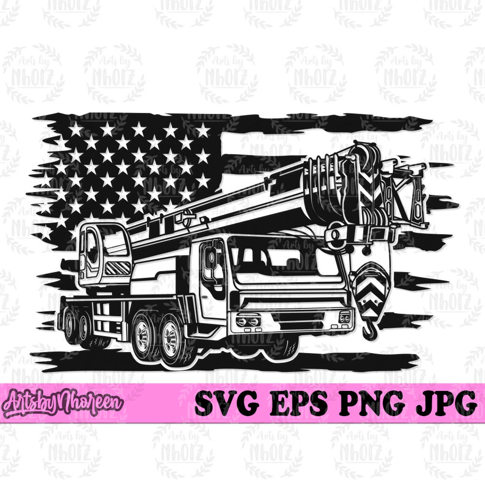 US Mobile Crane Truck Svg Construction Clipart Contractor - Etsy