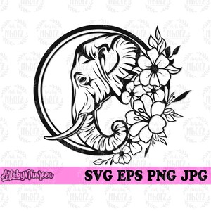 Floral Elephant Svg | Safari Animal Clipart | Wild Life Cut File ...