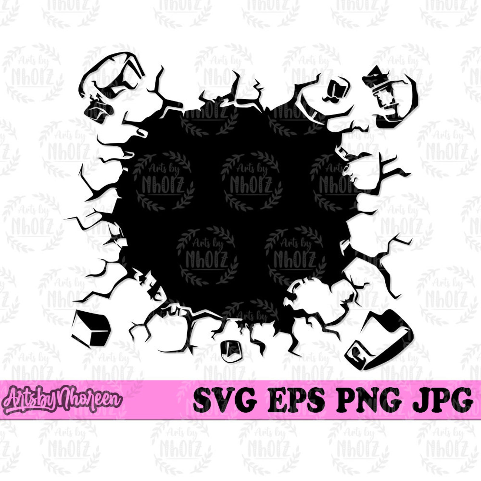 Smash Crack Wall svg Broken Wall Clipart Smashed Wall Cut - Etsy México