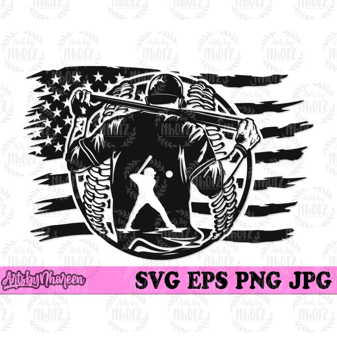 US Baseball Player Svg, Sports Dad Cut File, Home Run Champion Stencil ...