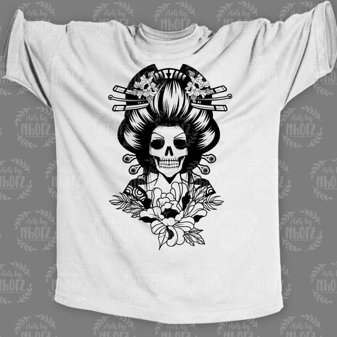 Geisha Skull Svg, Japanese Warrior Clipart, Ancient Fighter Cut File ...