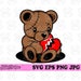 Teddy Broken Heart Svg, Stitch Bear Clipart, Heart Broken Teddy Bear ...