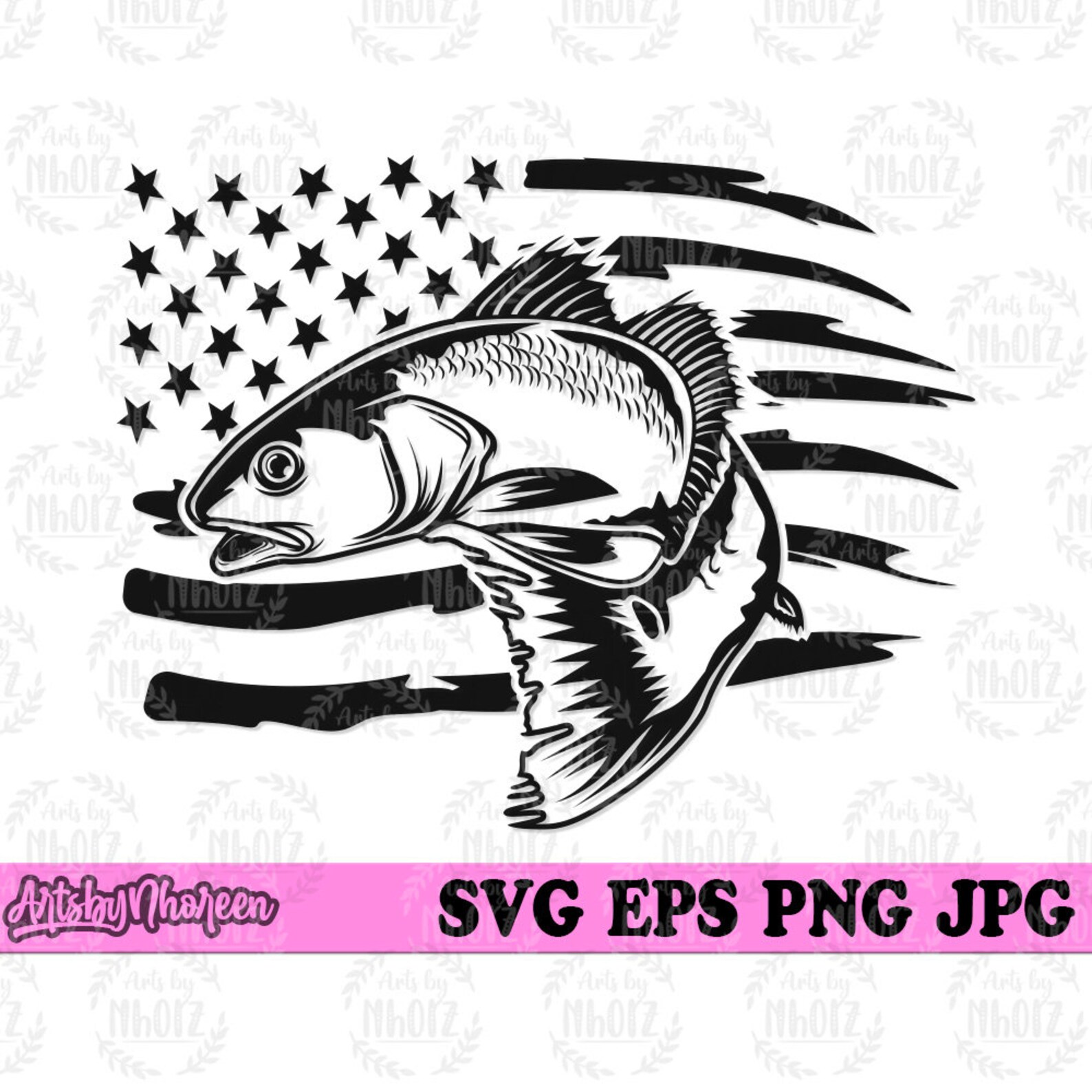 US Flag Red Drum Fish Svg Fishing Dad T-shirt Design Png - Etsy