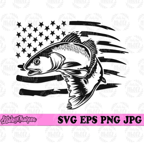 US Flag Red Drum Fish Svg Fishing Dad T-shirt Design Png - Etsy