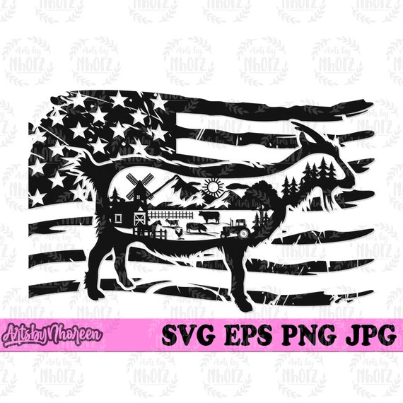 US Goat Farm Scene Svg Farming View Clipart Farmer Dad Gift - Etsy ...