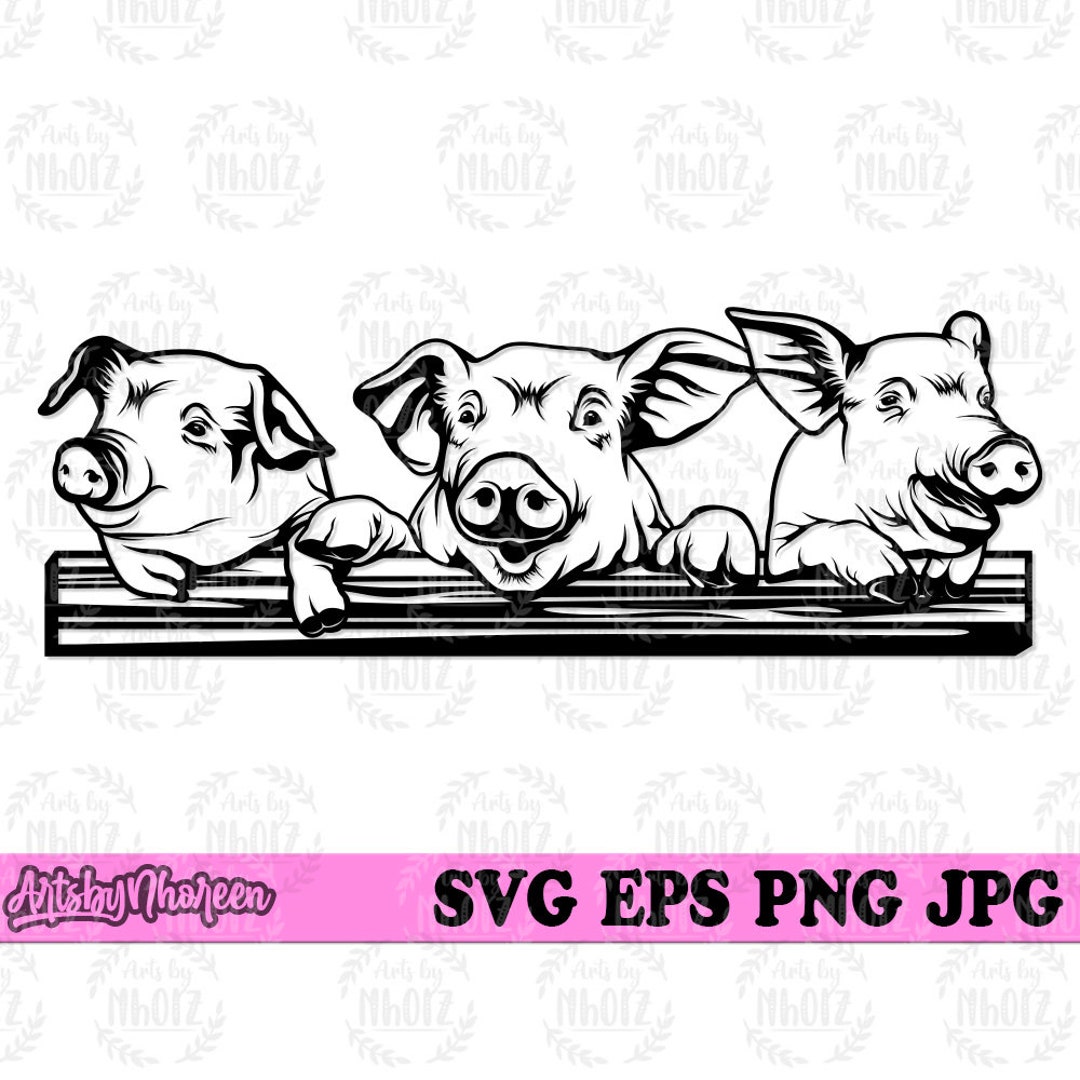 Funny Pig Svg, Farm Life Cut File, Cute Farm Piglets Stencil, Barn ...