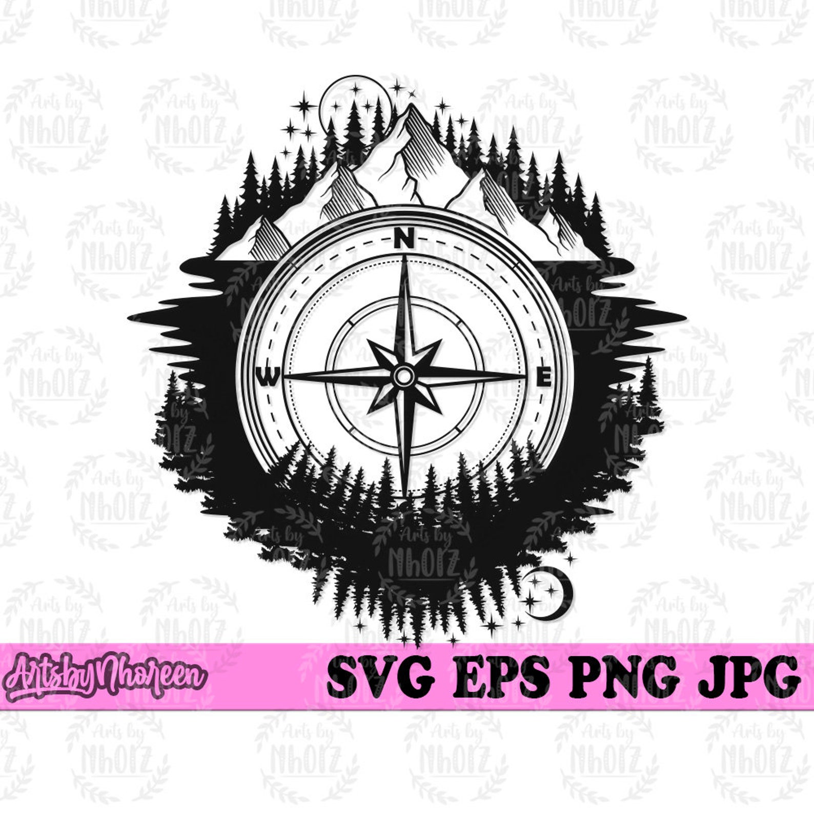 Compass Outdoor Scene Svg Traveler Gift Idea T-shirt Design - Etsy