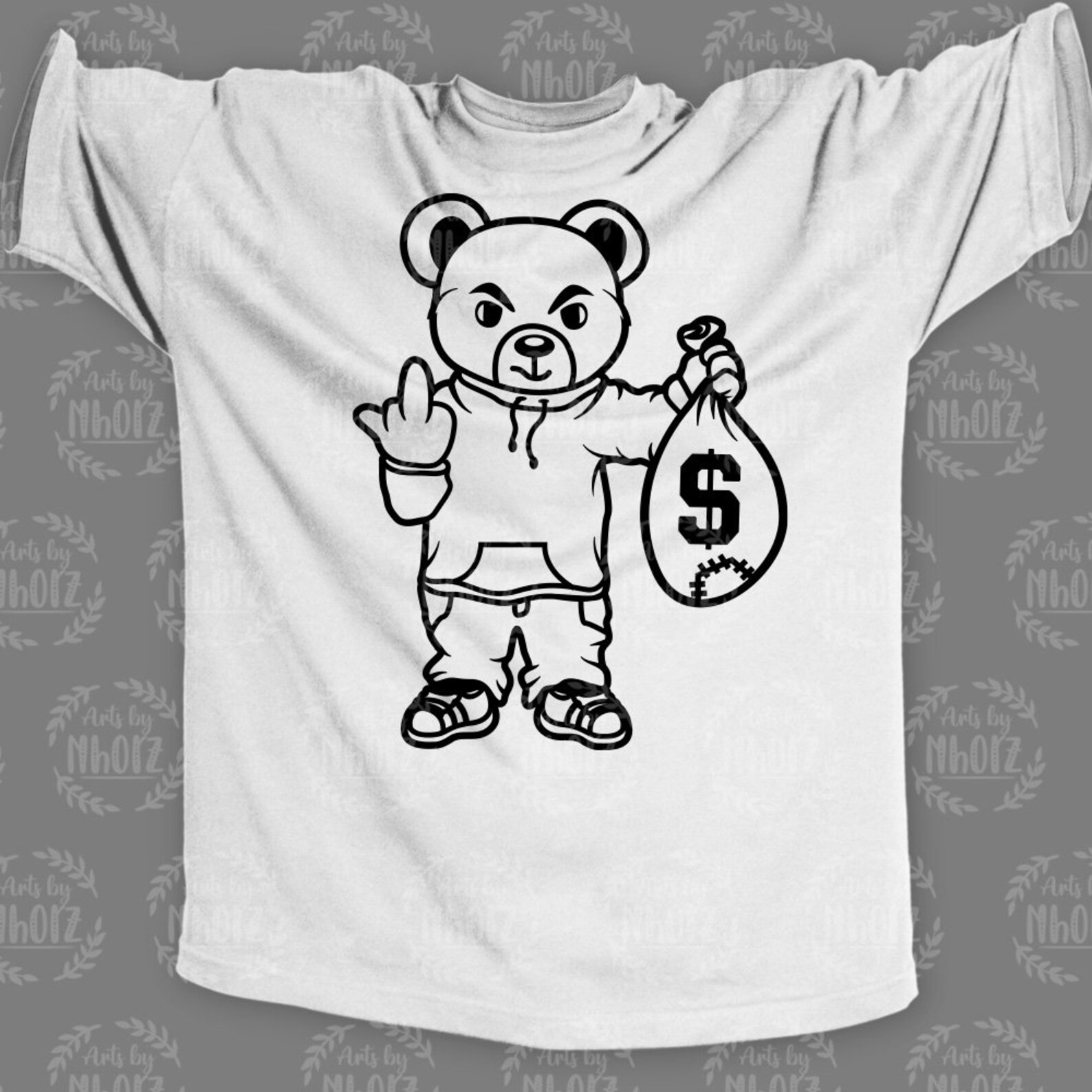 Teddy Gangster With Money Bag Svg, Hipster Teddy Clipart, Mafia Bandit ...