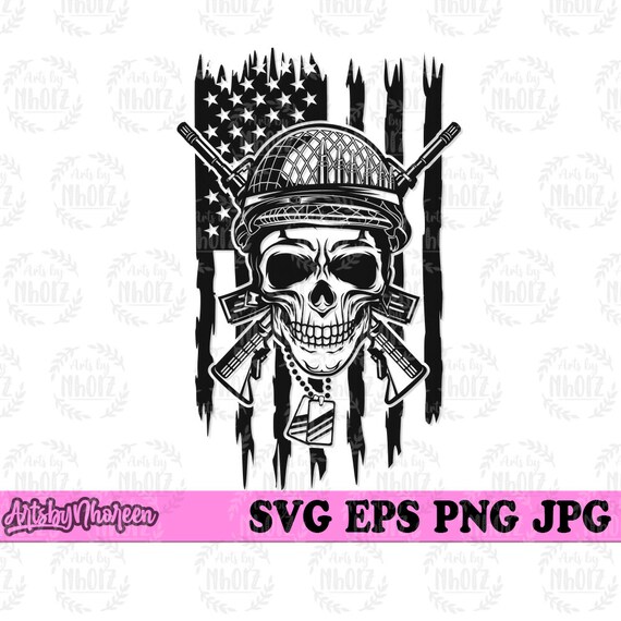 US Military Skull Svg Soldier Combat Weapons Clipart Crossed - Etsy