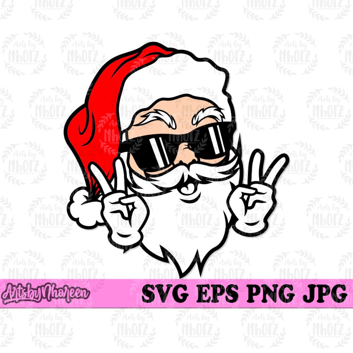 Cool Santa Claus Peace Sign Svg Christmas T-shirt Clipart - Etsy