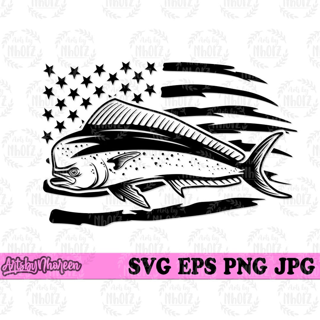 US Mahi Fish Svg, Dorado Clipart, Dolphin Fish Cut File, Sea Angling ...