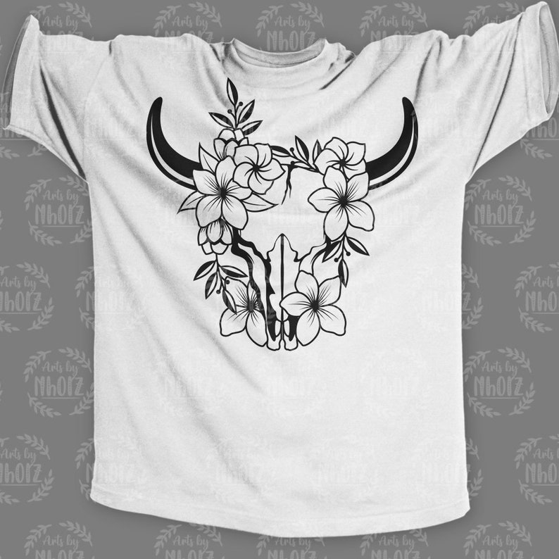 Cow Skull Svg Floral Cow Head Clipart Boho Bull Cut File - Etsy