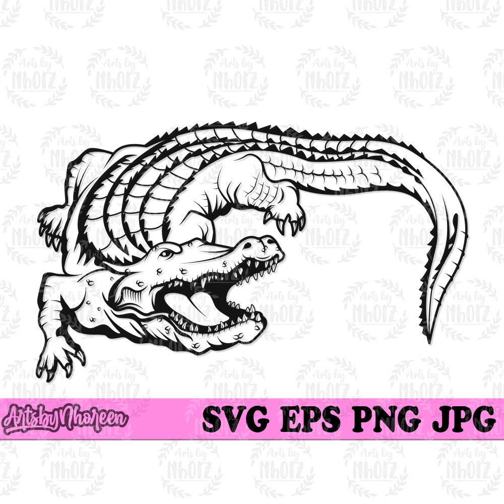 Crocodile Illustration Svg Wild Life Shirt Png Beast Reptile | Etsy
