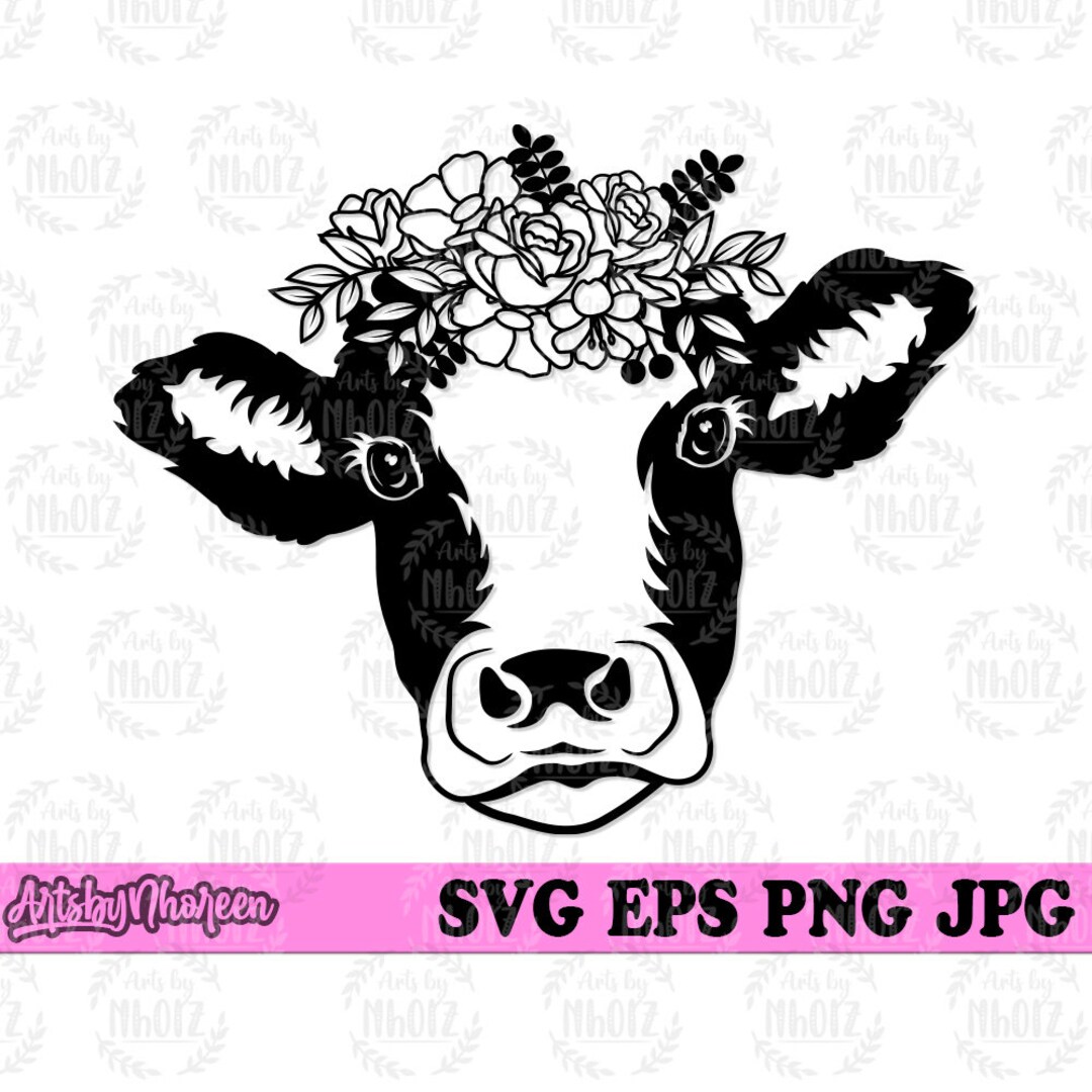 Cute Floral Calf Svg, Baby Cow Cut File, Flower Animal Headdress ...