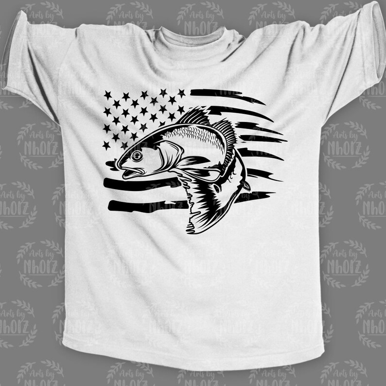US Flag Red Drum Fish Svg Fishing Dad T-shirt Design Png - Etsy