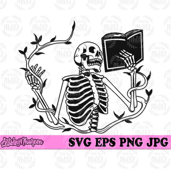 Skeleton Ready Book Svg Halloween Book Lover Cut File Scary - Etsy