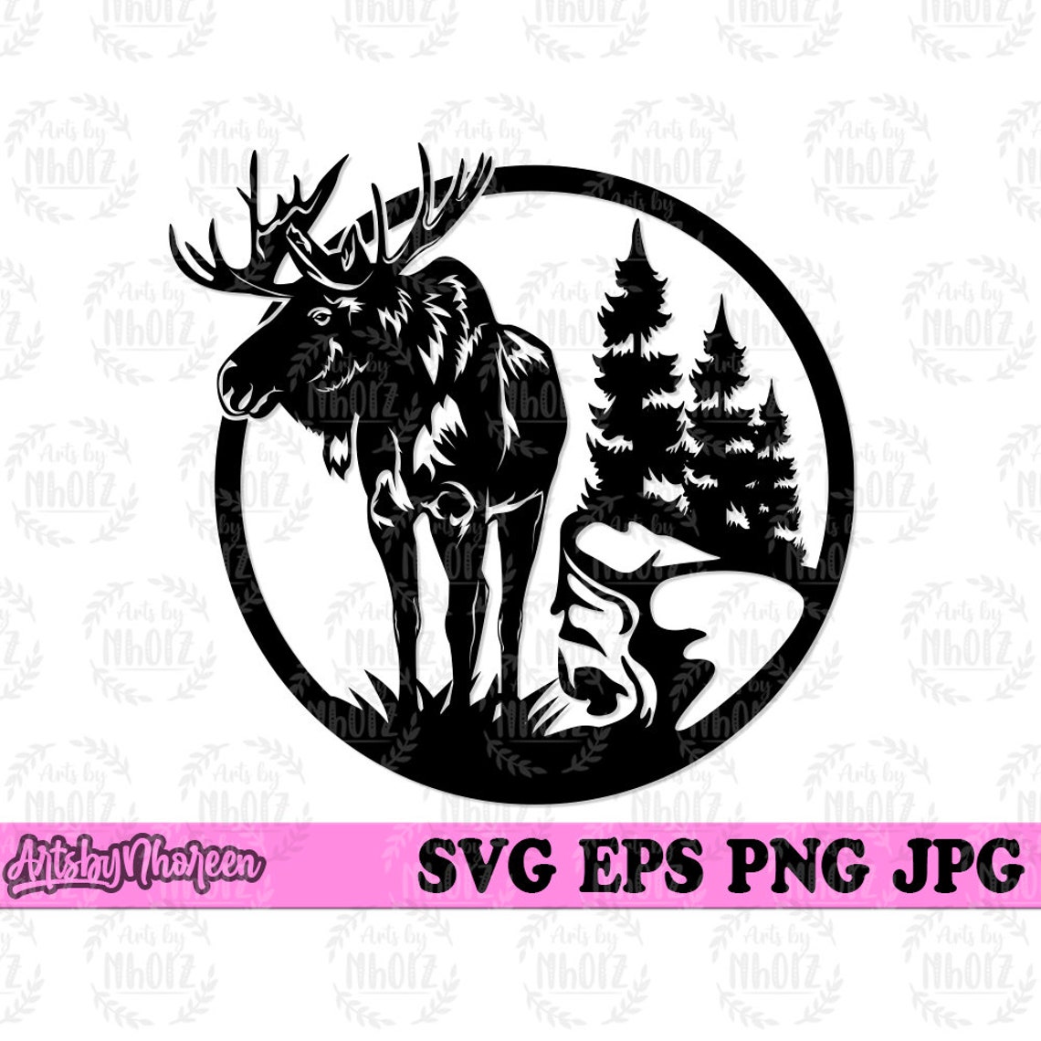 Moose Scene Svg Moose Clipart Moose Cutfile Outdoor Scene - Etsy Canada