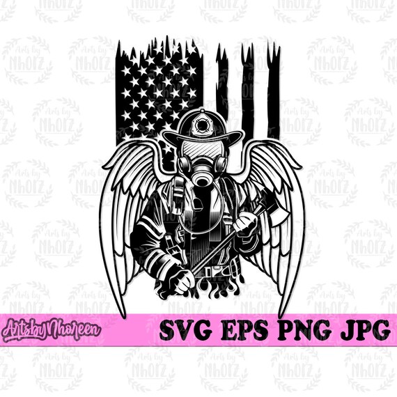 US Fire Fighter Hero Wings Svg Fireman Dad Clipart - Etsy
