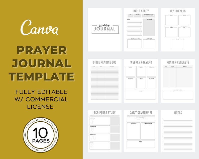 Editable Prayer Journal Template Canva Prayer Template - Etsy