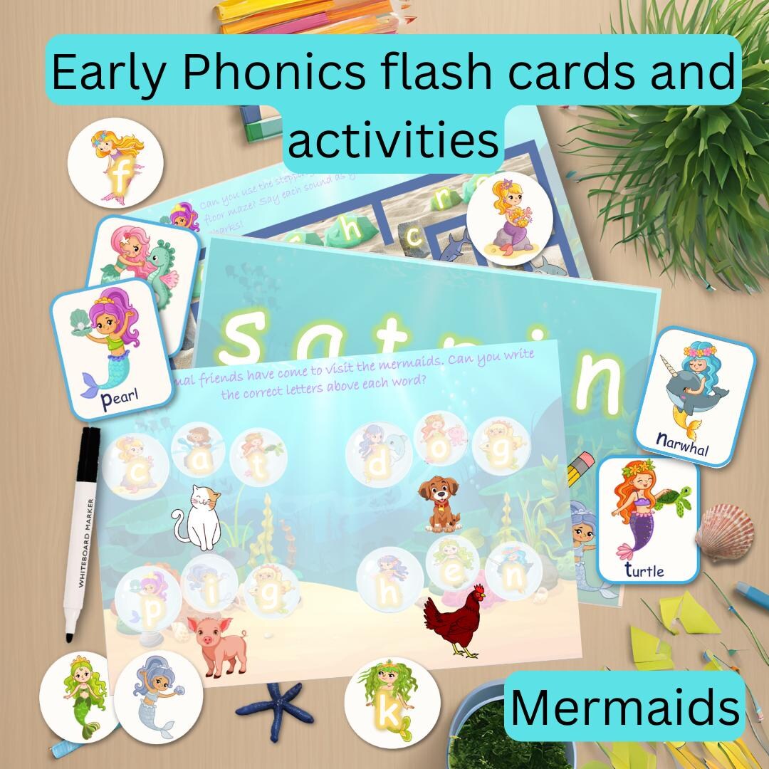 Phonics First Sounds Mermaids Girls Phase 2 Phonemes Graphemes School ...