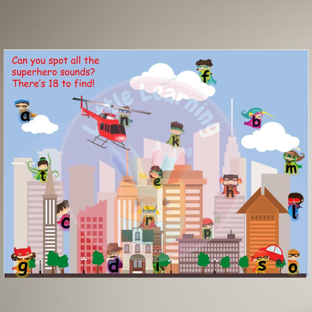 Superhero Phonics Poster Set - Etsy