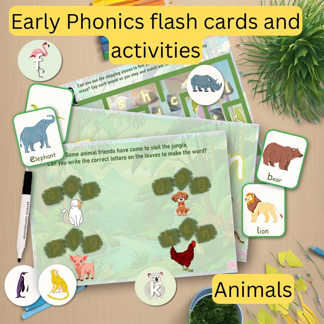 Phonics First Sounds Animals Phase 2 Phonemes Graphemes School Teaching ...
