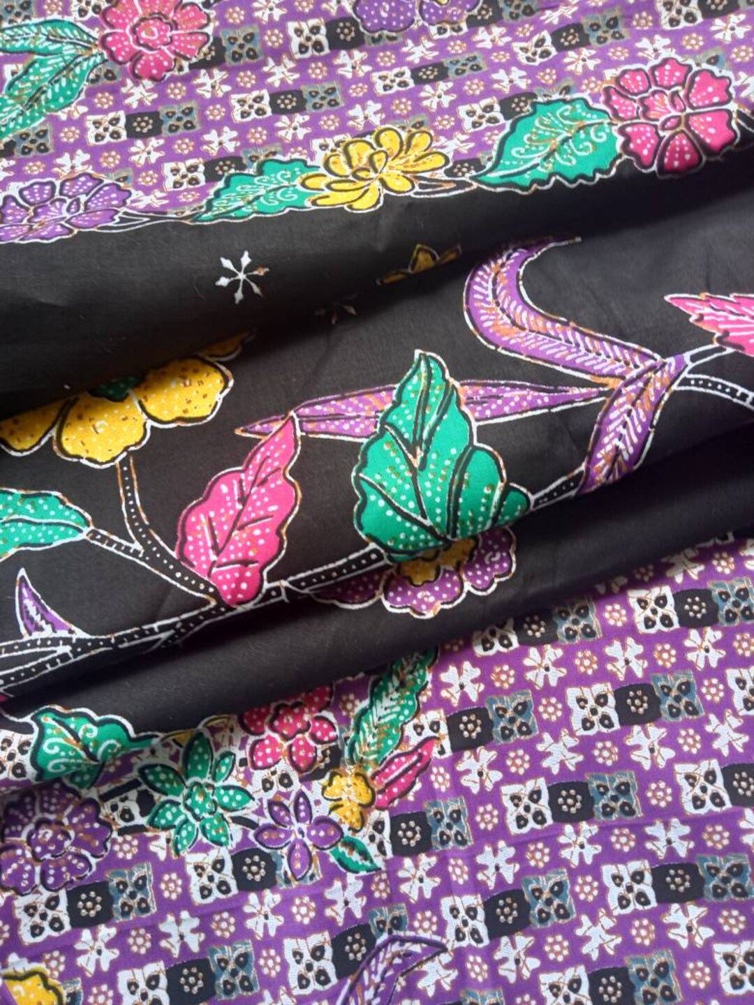 Malaysia Traditional Batik Sarong,purple Handstamp Cotton Fabric Cover ...