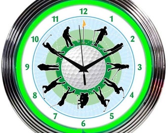 Neon Golf Clock - Etsy
