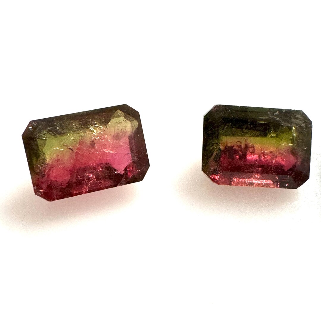 Watermelon Tourmaline Octagon Cut ,pink Yellow Bi Color Natural ...