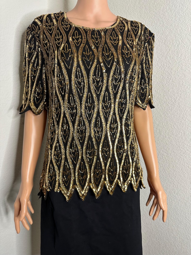 Sequin Gold and Black Top - Etsy