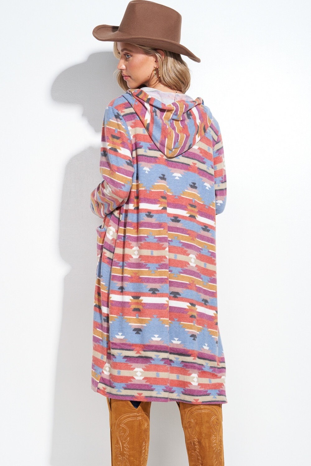 Colorful Aztec Hoodie Long Kimono Cardigan - Etsy