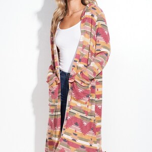 Colorful Aztec Hoodie Long Kimono Cardigan - Etsy