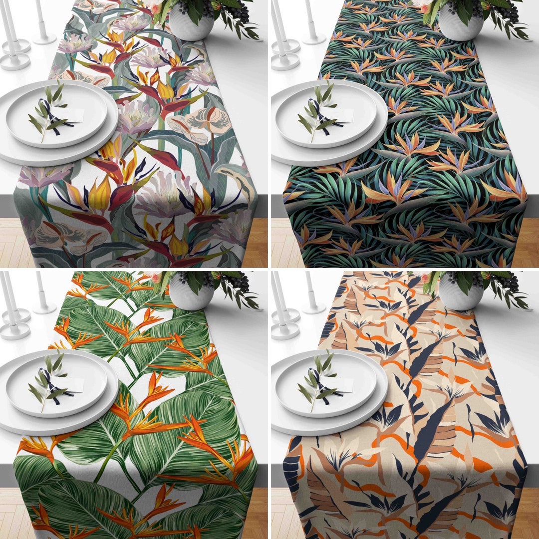 Bird of Paradise Flower Table Runner, Tropical Strelitzia Runner ...