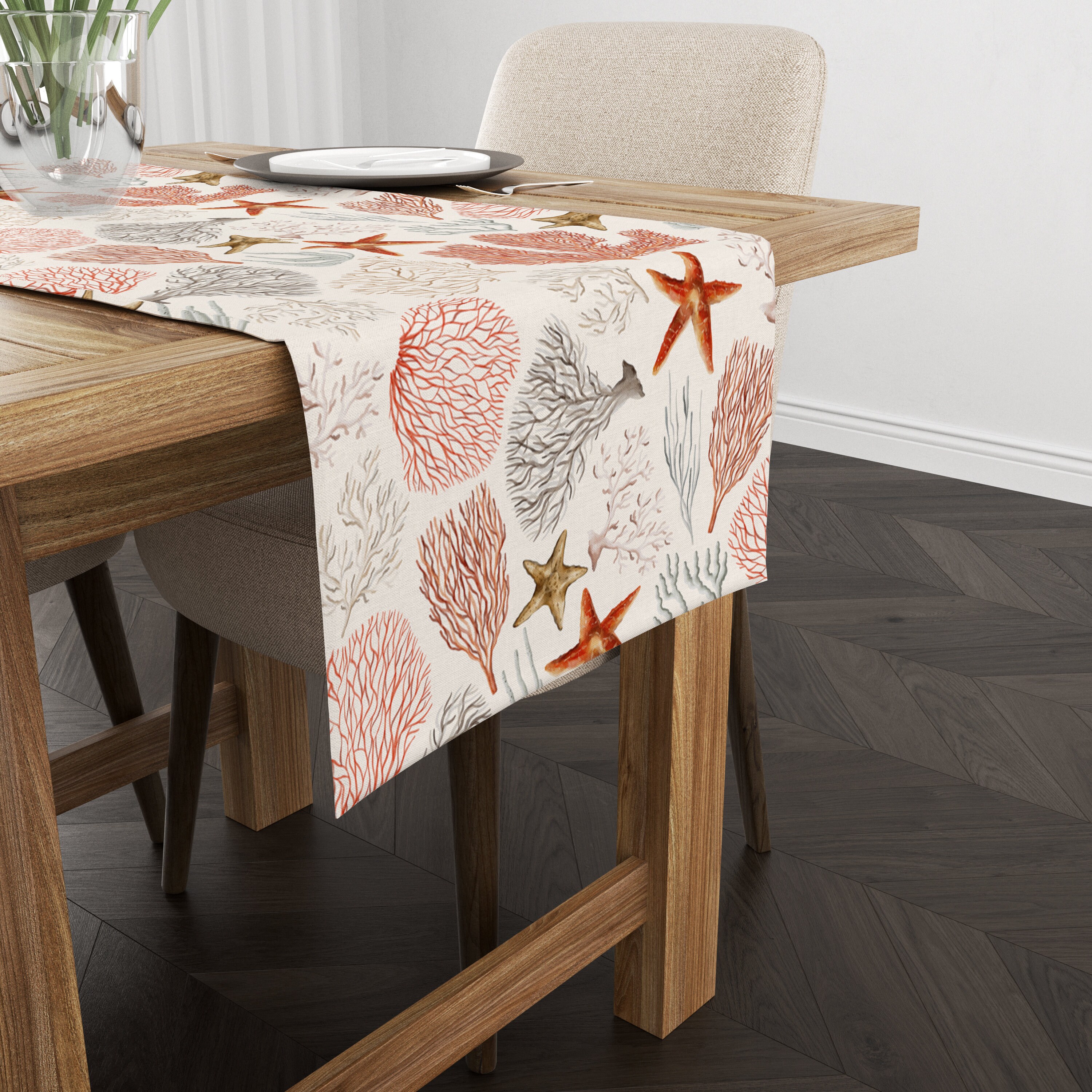 Coastal Table Runner, Marine Kitchen Runner, Nautical Tablecloth, Any ...